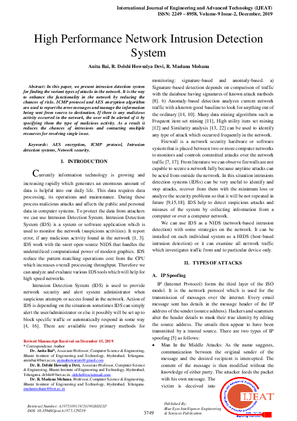 (PDF) High Performance Network Intrusion Detection System