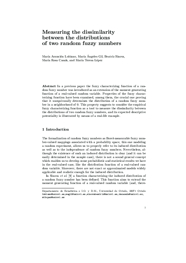 (PDF) Dissimilarity of Random Fuzzy Number Distributions