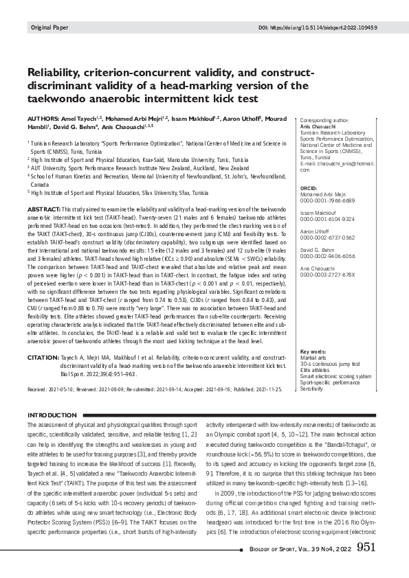 Pdf Reliability Criterion Concurrent Validity And Construct Discriminant Validity Of A Head