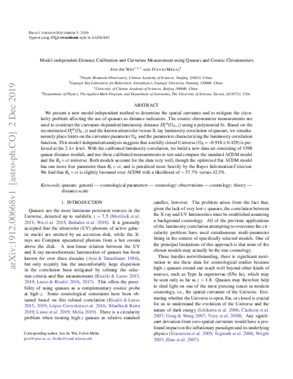 (PDF) Model-independent Distance Calibration and Curvature Measurement ...