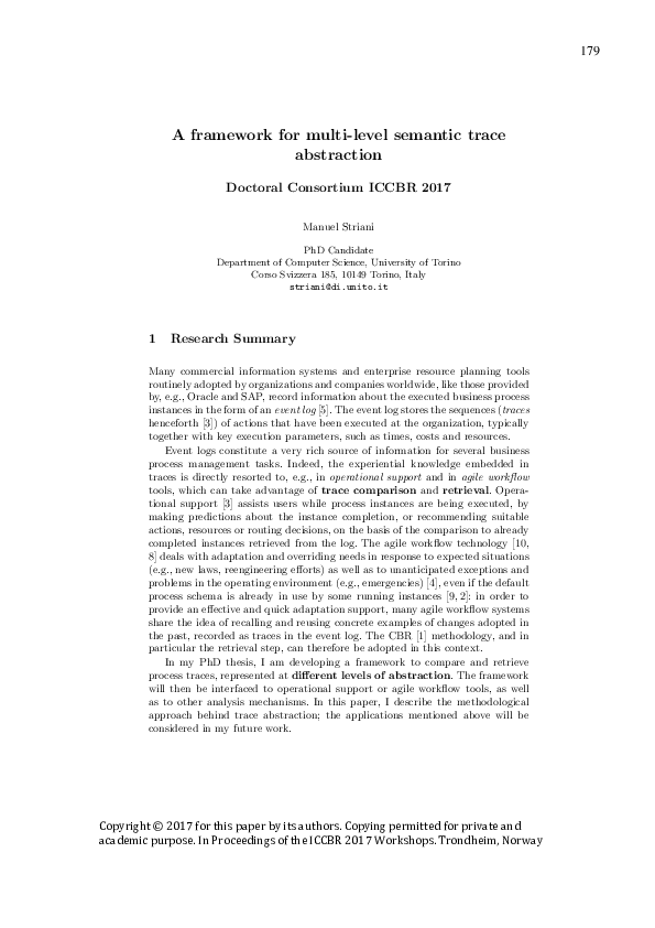 (PDF) A framework for Multi-level Trace Abstraction and Semantic Process Mining