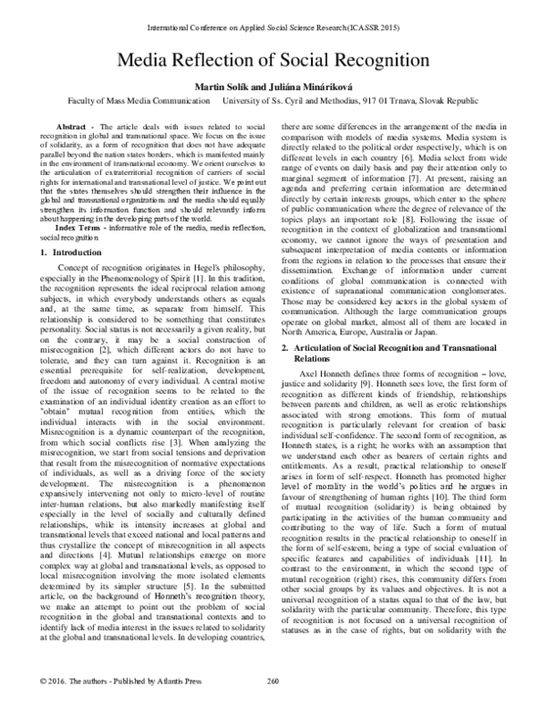 (PDF) Media Reflection of Social Recognition | Martin Solík - Academia.edu