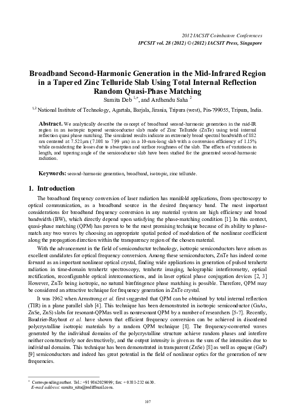 (PDF) Broadband Second-Harmonic Generation in the Mid-Infrared Region ...