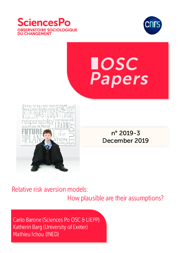 (PDF) Relative risk aversion models: How plausible are their assumptions?