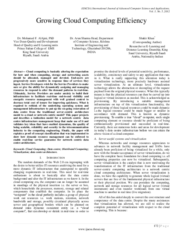 Pdf Growing Cloud Computing Efficiency
