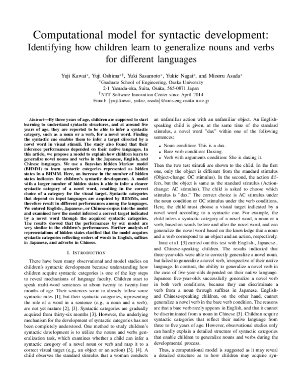(PDF) Computational model for syntactic development: Identifying how ...
