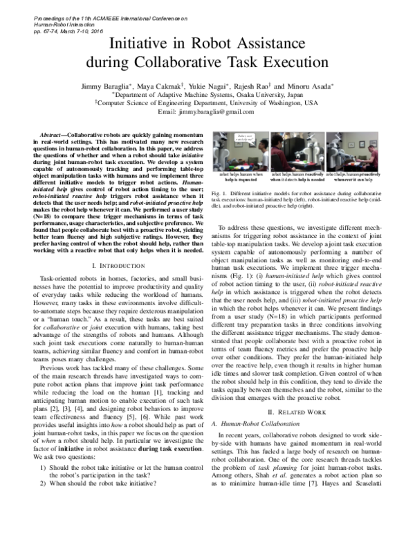 (PDF) Initiative in robot assistance during collaborative task execution