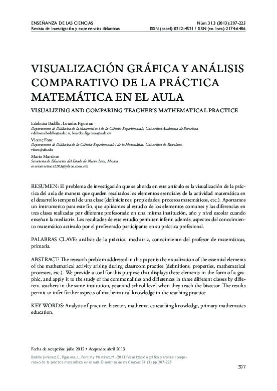 (PDF) Visualizing and comparing teacher’s mathematical practice ...