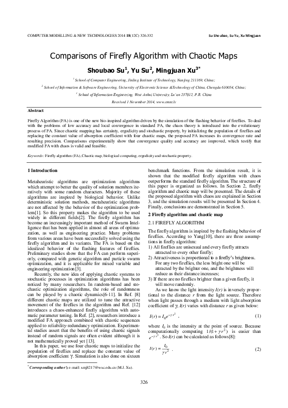 (PDF) Comparisons of Firefly Algorithm with Chaotic Maps
