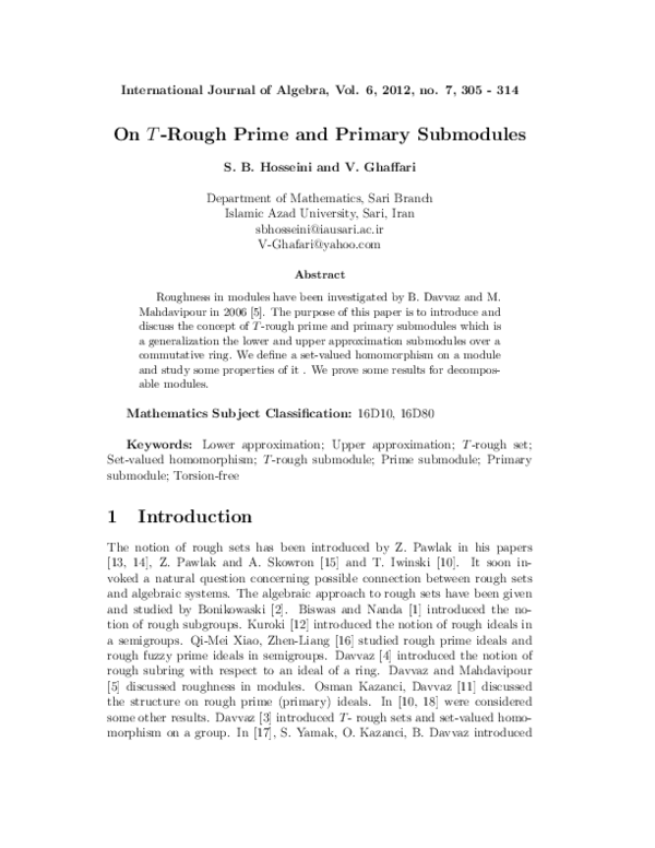 (PDF) On TRough Prime and Primary Submodules