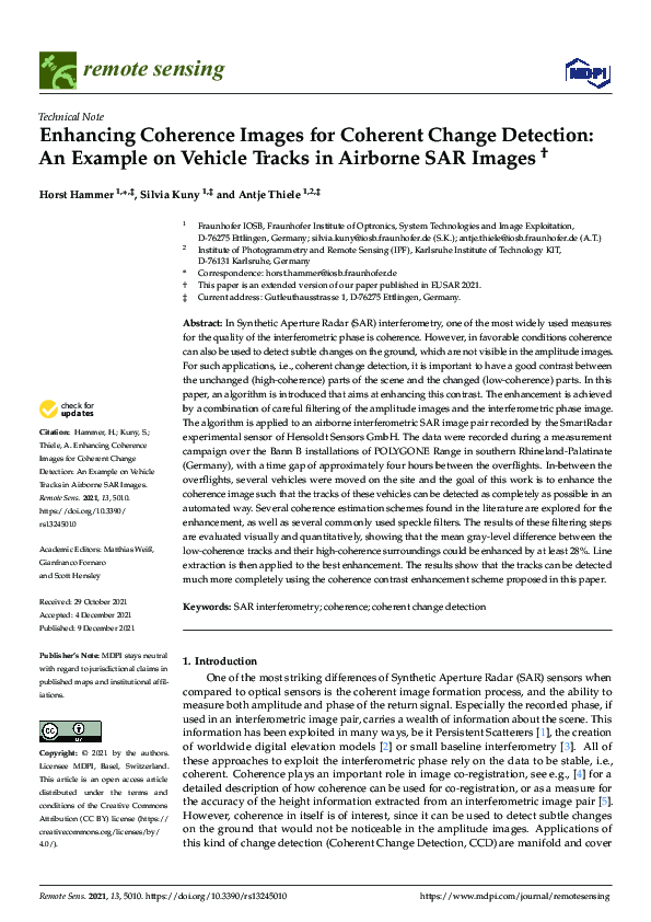 (PDF) Enhancing Coherence Images for Coherent Change Detection: An ...