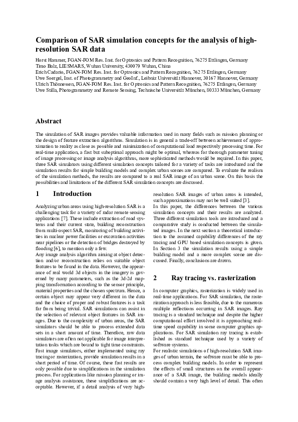 (PDF) Comparison of SAR simulation concepts for the analysis of high ...