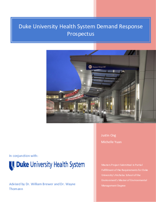 (PDF) Duke University Health System Demand Response Prospectus