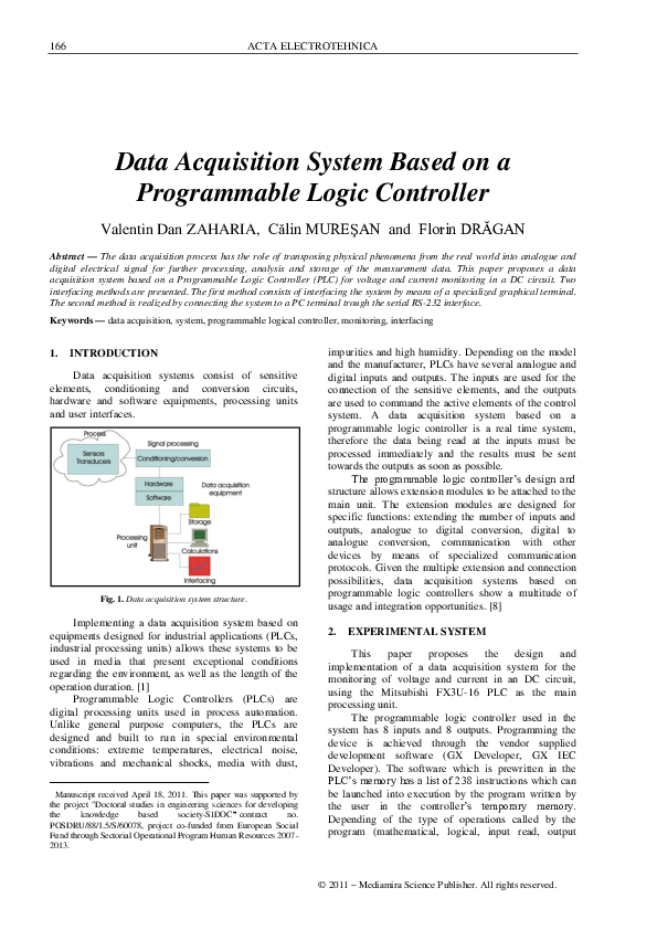 (PDF) Data Acquisition System Based on a Programmable Logic Controller
