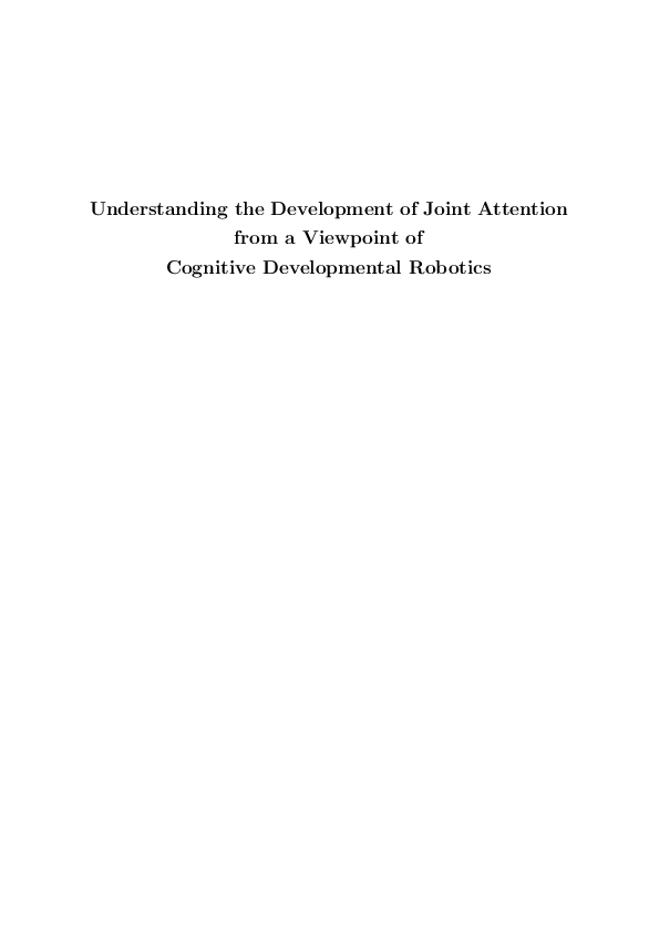 Pdf Understanding The Development Of Joint Attention From A Viewpoint Of Cognitive