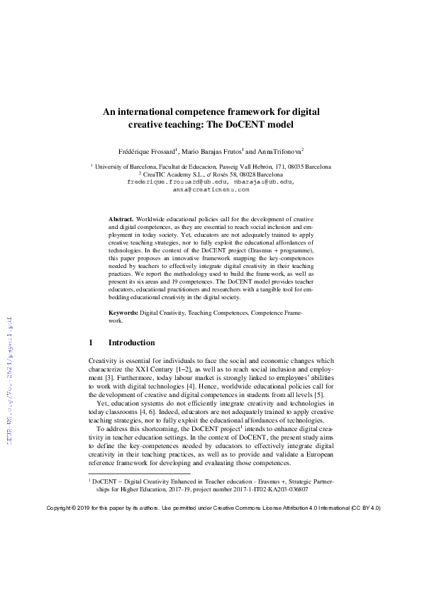(PDF) An international competence framework for digital creative ... (PDF) An international competence framework for digital creative ...