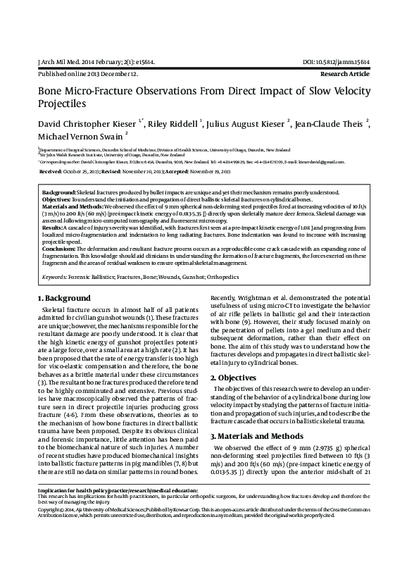 (PDF) Bone micro-fracture observations from direct impact of slow ...