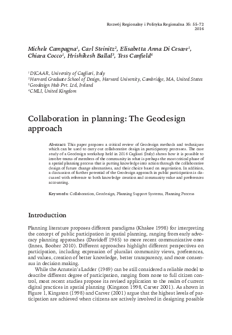 (PDF) Collaboration in planning: The Geodesign approach