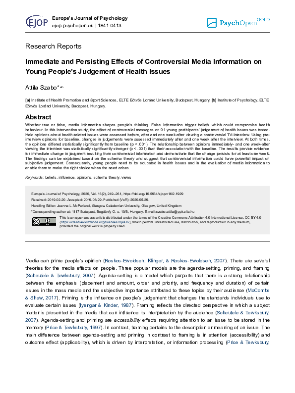 (PDF) Impact of Controversial Media on Youth Health Judgement