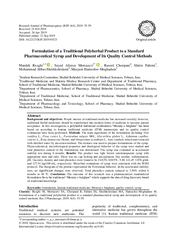 (PDF) Formulation of a Traditional Polyherbal Product to a Standard ...