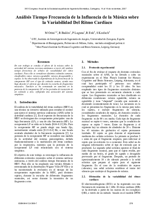 (PDF) An lisis Tiempo Frecuencia de la Influencia de la M sica sobre la Variabilidad Del Ritmo ...