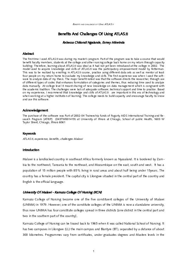 (PDF) Benefits and challenges of using ATLAS.ti