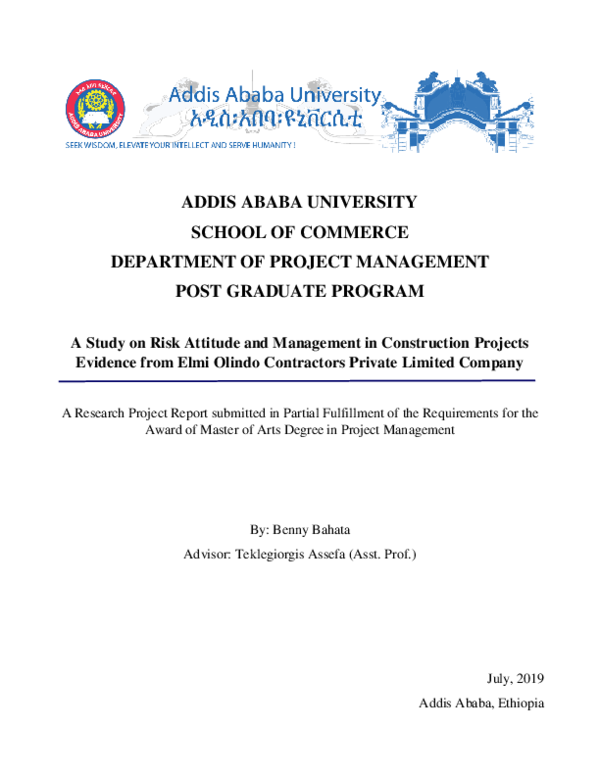 (PDF) A Study on Risk Attitude and Management in Construction Projects ...