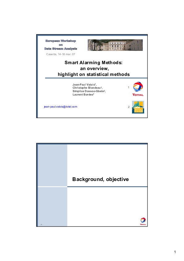 (PDF) Smart Alarming Methods: an overview, highlight on statistical methods