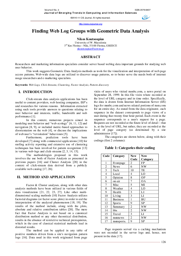 (PDF) Finding Web Log Groups with Geometric Data Analysis
