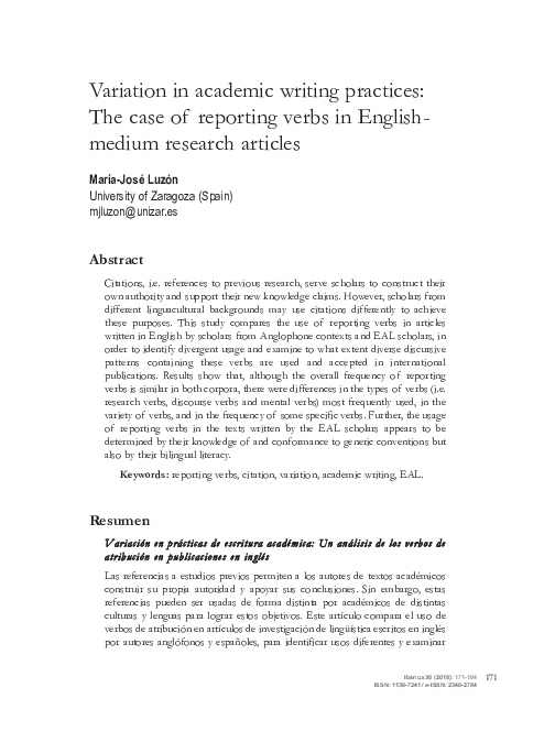 (PDF) Variation in academic writing practices: The case of reporting ...