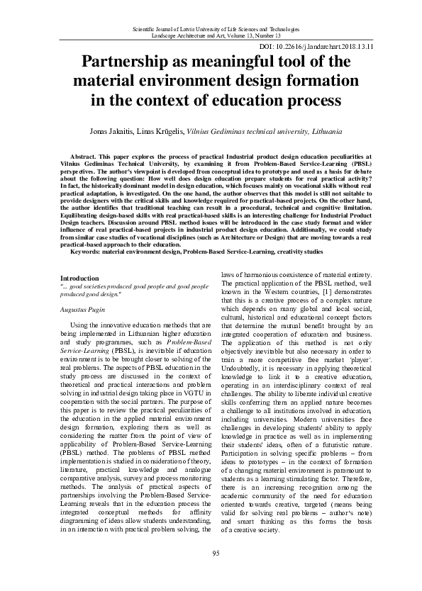 (PDF) Partnership as meaningful tool of the material environment design ...