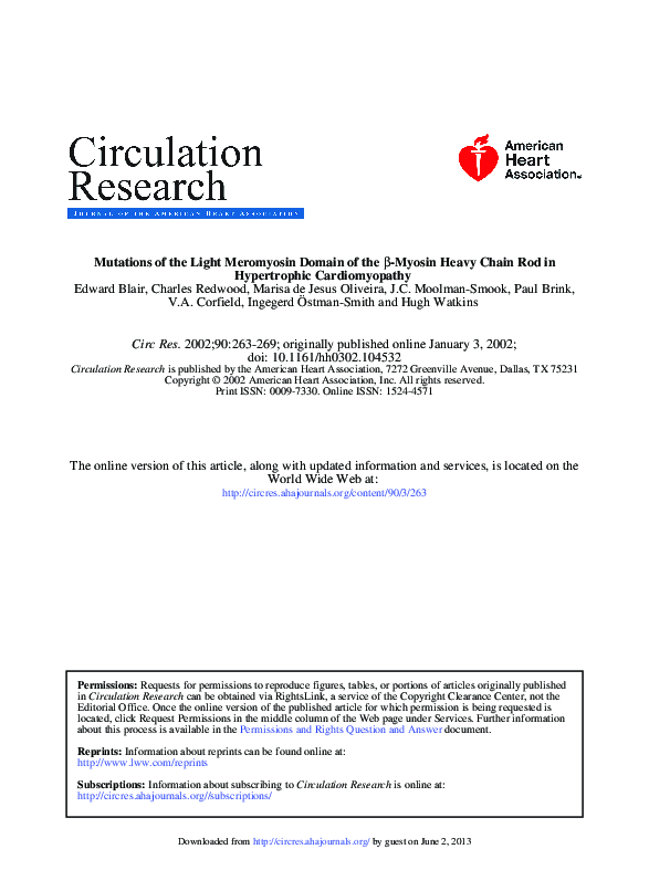 (PDF) Mutations of the Light Meromyosin Domain of the {beta}-Myosin ...