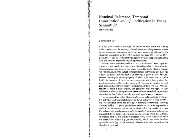 (PDF) Nominal reference, temporal constitution and quantification in event semantics