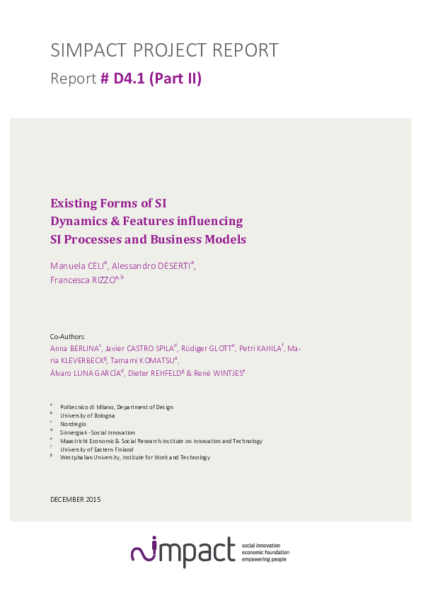 (PDF) SIMPACT PROJECT REPORT Report # D 4 . 1 ( Part II ) Existing Forms of SI Dynamics ...