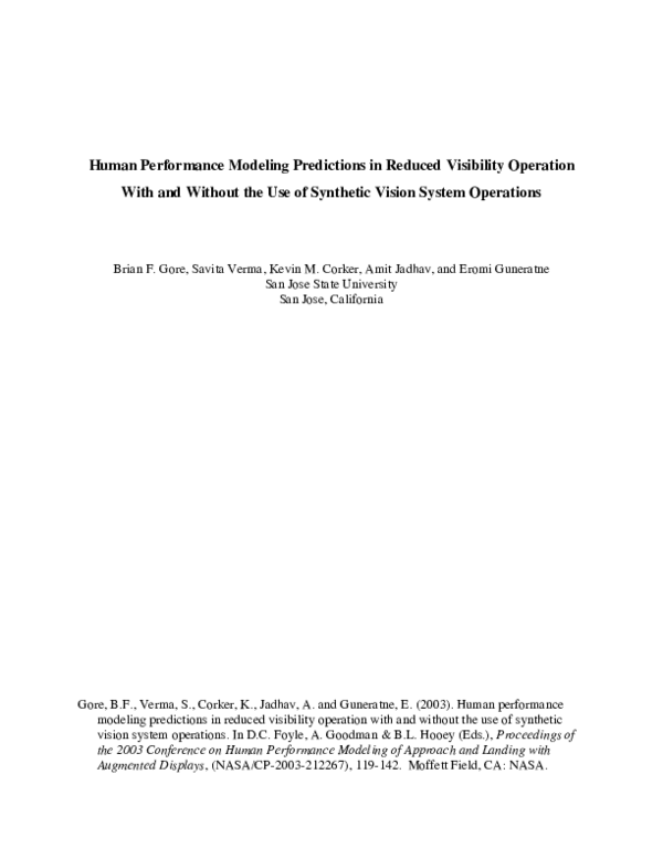 (PDF) Human Performance Modeling Predictions in Reduced Visibility ...