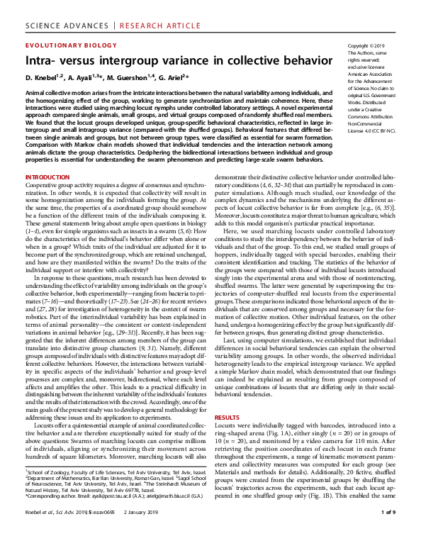 (PDF) Intra- versus intergroup variance in collective behavior