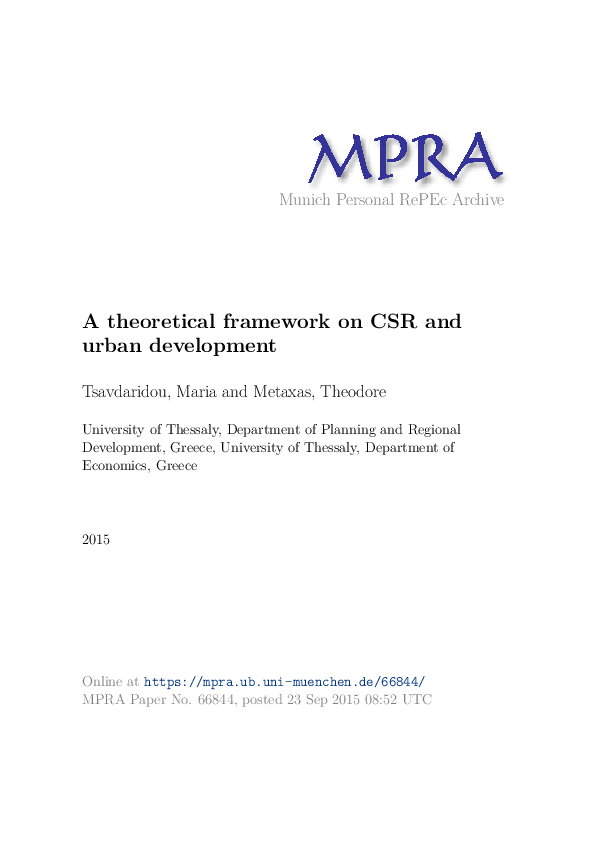 (PDF) A theoretical framework on CSR and urban development