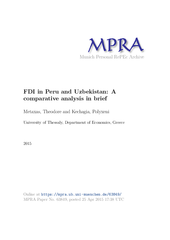 (PDF) FDI in Peru and Uzbekistan: A comparative analysis in brief