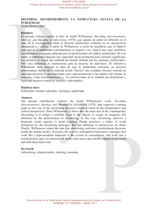 (PDF) Decoding Advertisements: La Estructura Oculta De La Publicidad