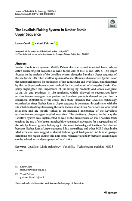 (PDF) The Levallois Flaking System in Nesher Ramla Upper Sequence