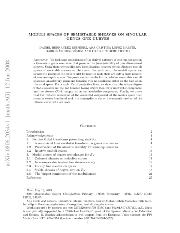 (PDF) Moduli spaces of semistable sheaves on singular genus 1 curves