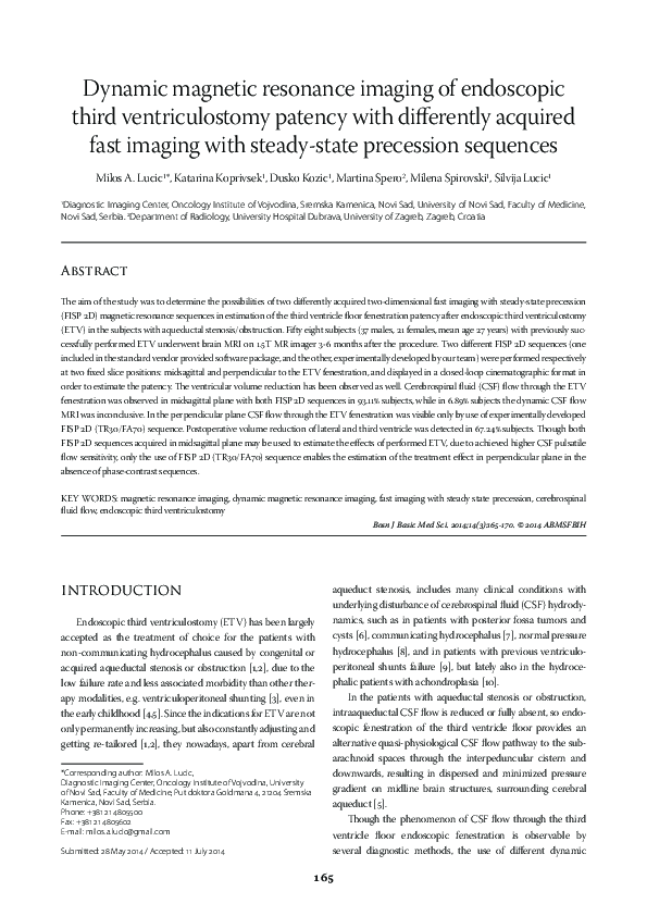 (PDF) Dynamic Magnetic Resonance Imaging of Endoscopic Third ...