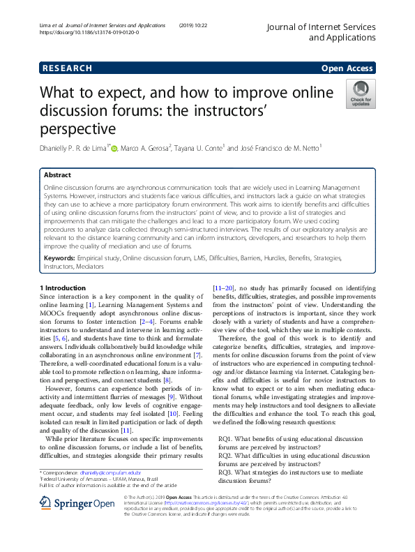 (PDF) What to expect, and how to improve online discussion forums: the ...