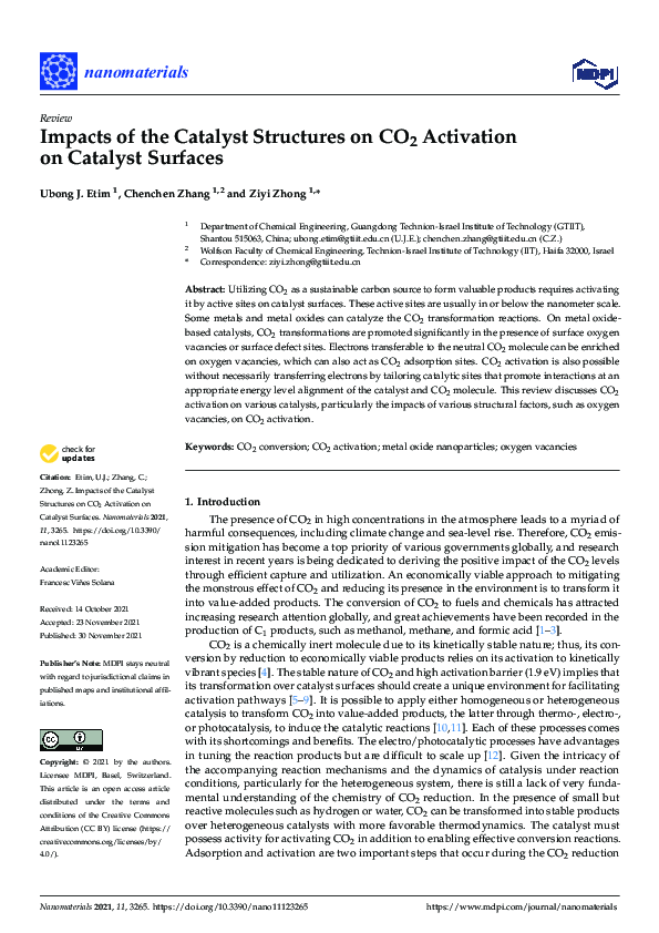 (PDF) Impacts of the Catalyst Structures on CO2 Activation on Catalyst ...