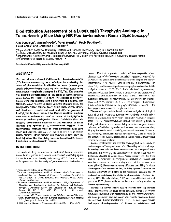(PDF) Biodistribution Assessment of a Lutetium (III) Texaphyrin ...