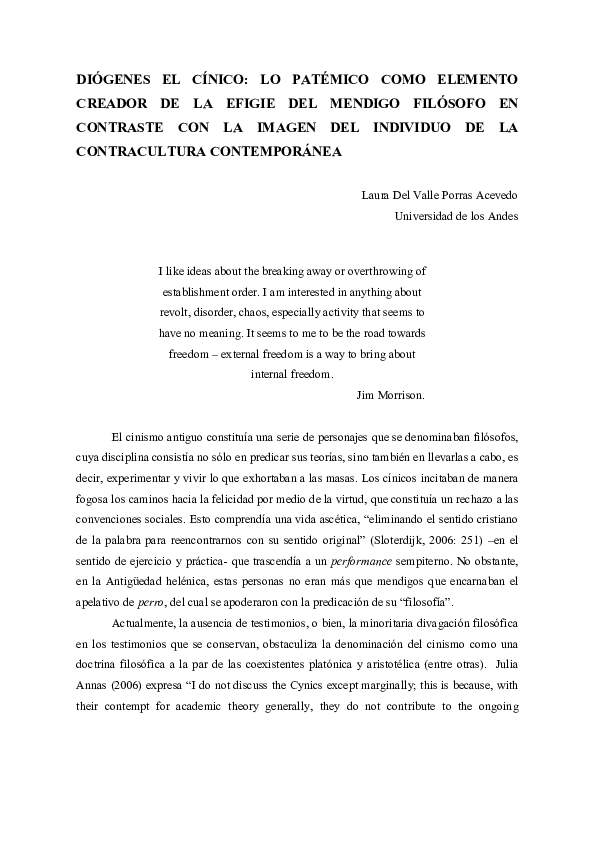 (PDF) Diógenes el cínico: lo patémico como elemento creador de la ...