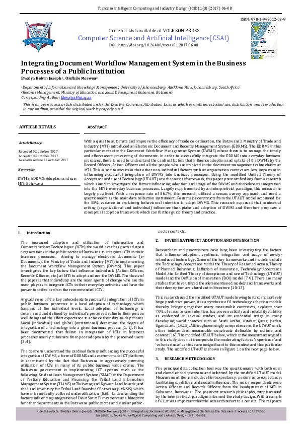 (PDF) Integrating Document Workflow Management System in the Business ...