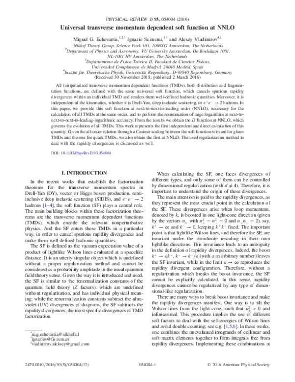 (PDF) Universal transverse momentum dependent soft function at NNLO