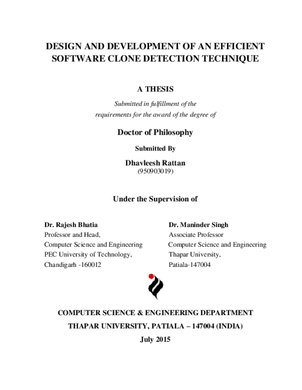 (PDF) Design and Development of an Efficient Software Clone Detection Technique