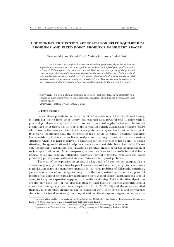 (PDF) A Shrinking Projection Approach for Split Equilibrium Problems and Fixed Point Problems in ...